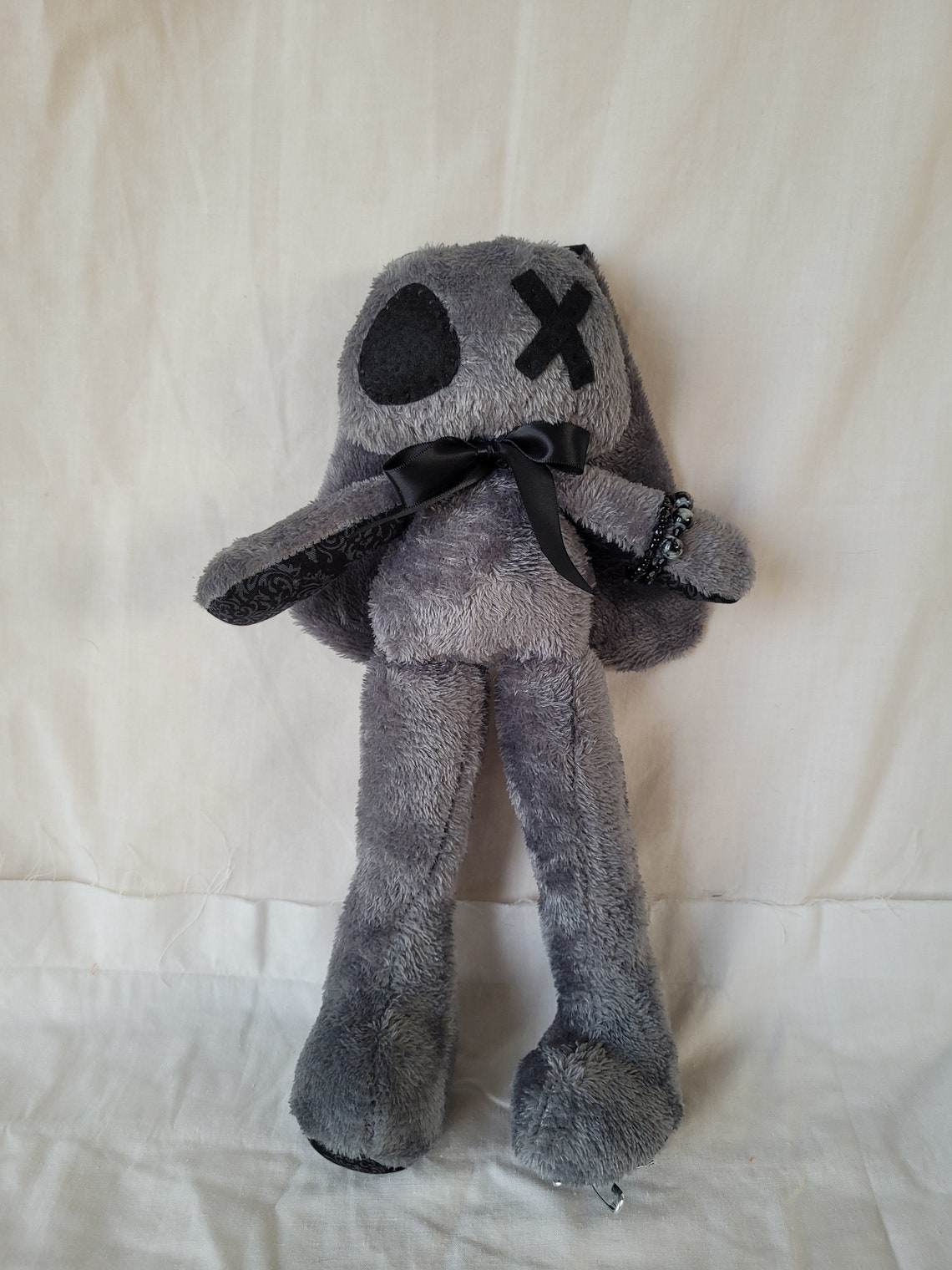 Gothic Bunny Plushie With Cross Eye, Black Bow and Accessories - Etsy