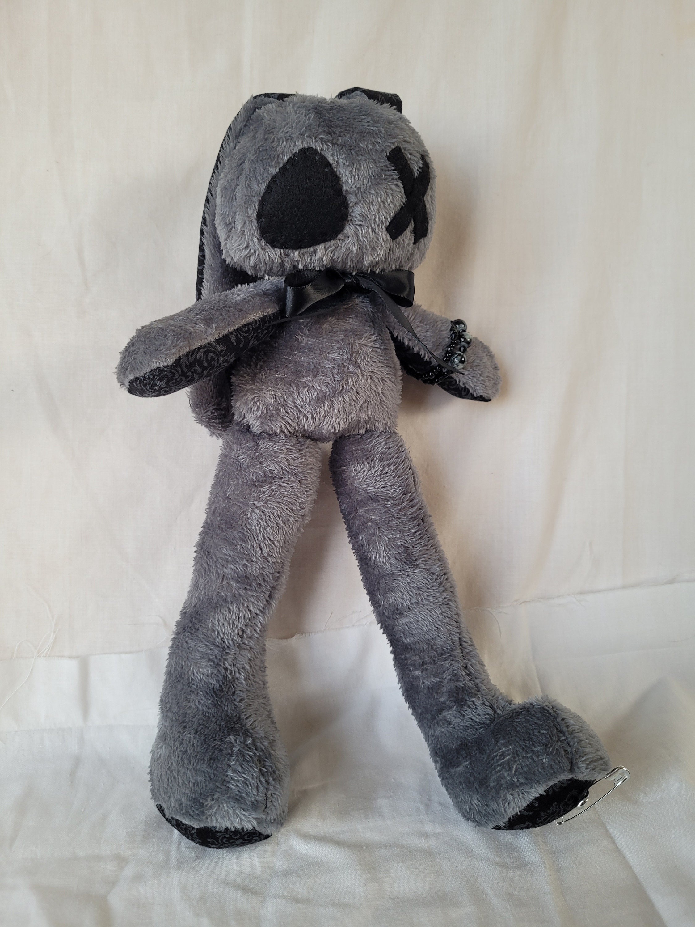 Gothic Bunny Plushie With Cross Eye, Black Bow and Accessories - Etsy