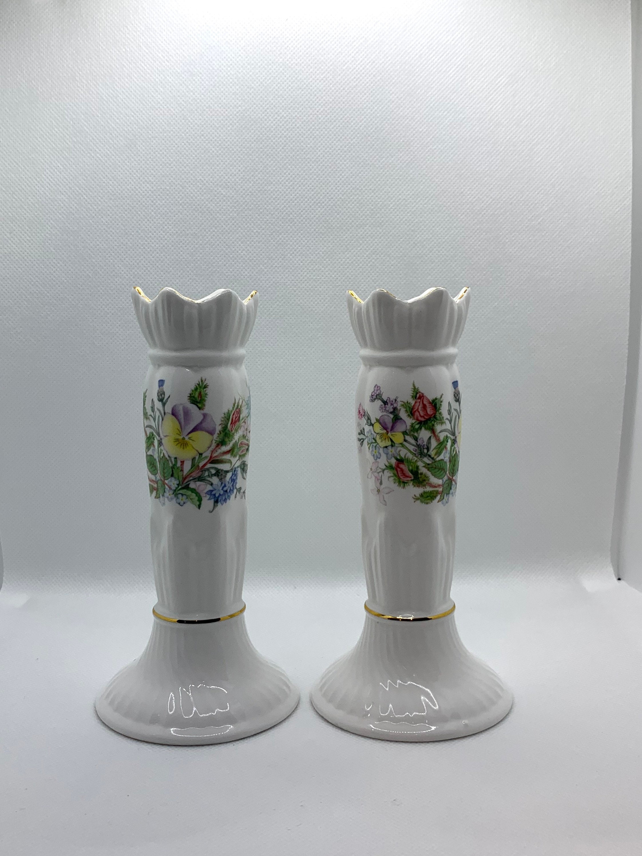 Aynsley wild Tudor candlestick holders | Etsy