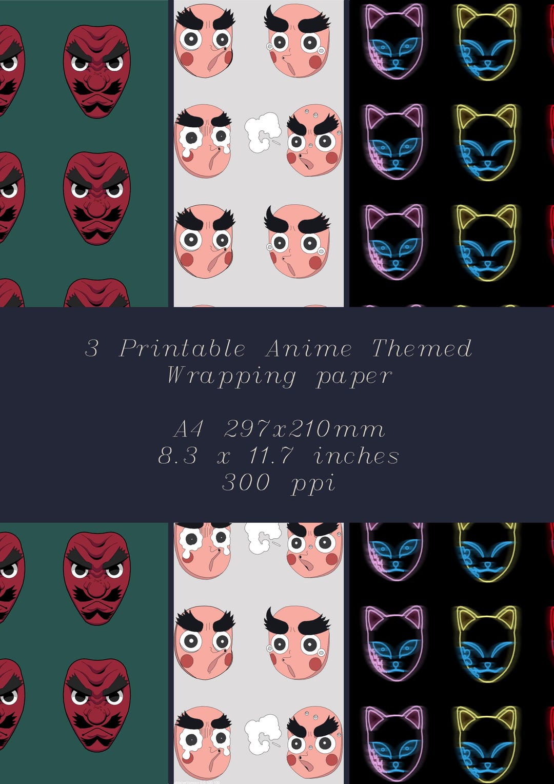 Demon Slayer | Anime Themed | Masks | Digital Paper | Scrapbook ...