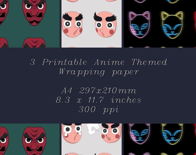 Demon Slayer | Anime Themed | Masks | Digital Paper | Scrapbook ...