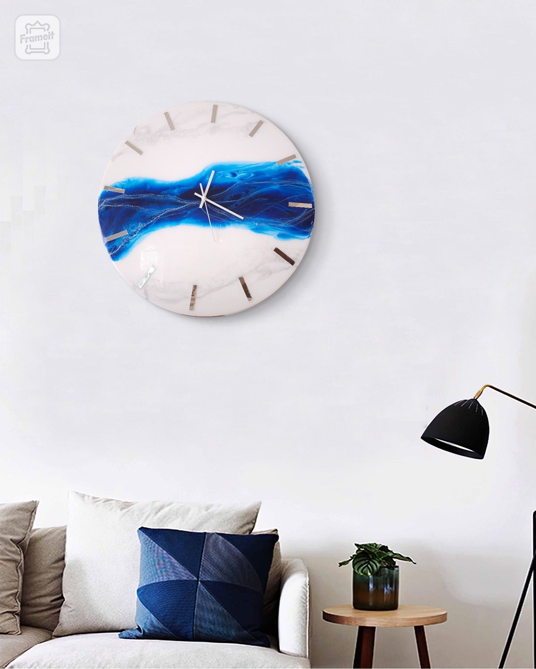 River Wall Clock | Handmade | Circle | Home Decor | Quartz | Resin ...