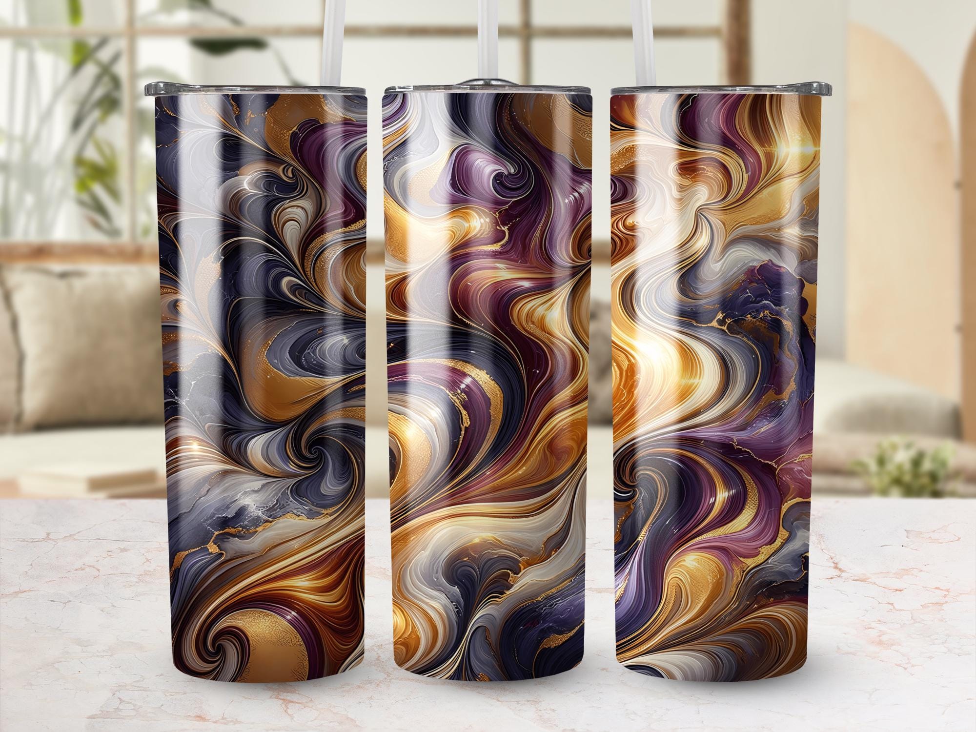 Marble Tumbler Wraps PNG, 20oz Skinny Tumbler Wraps, Colorful ...