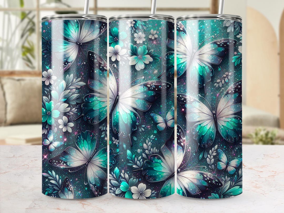 3D Butterflies Sublimation Designs Commercial Use Skinny Tumbler Skinny ...