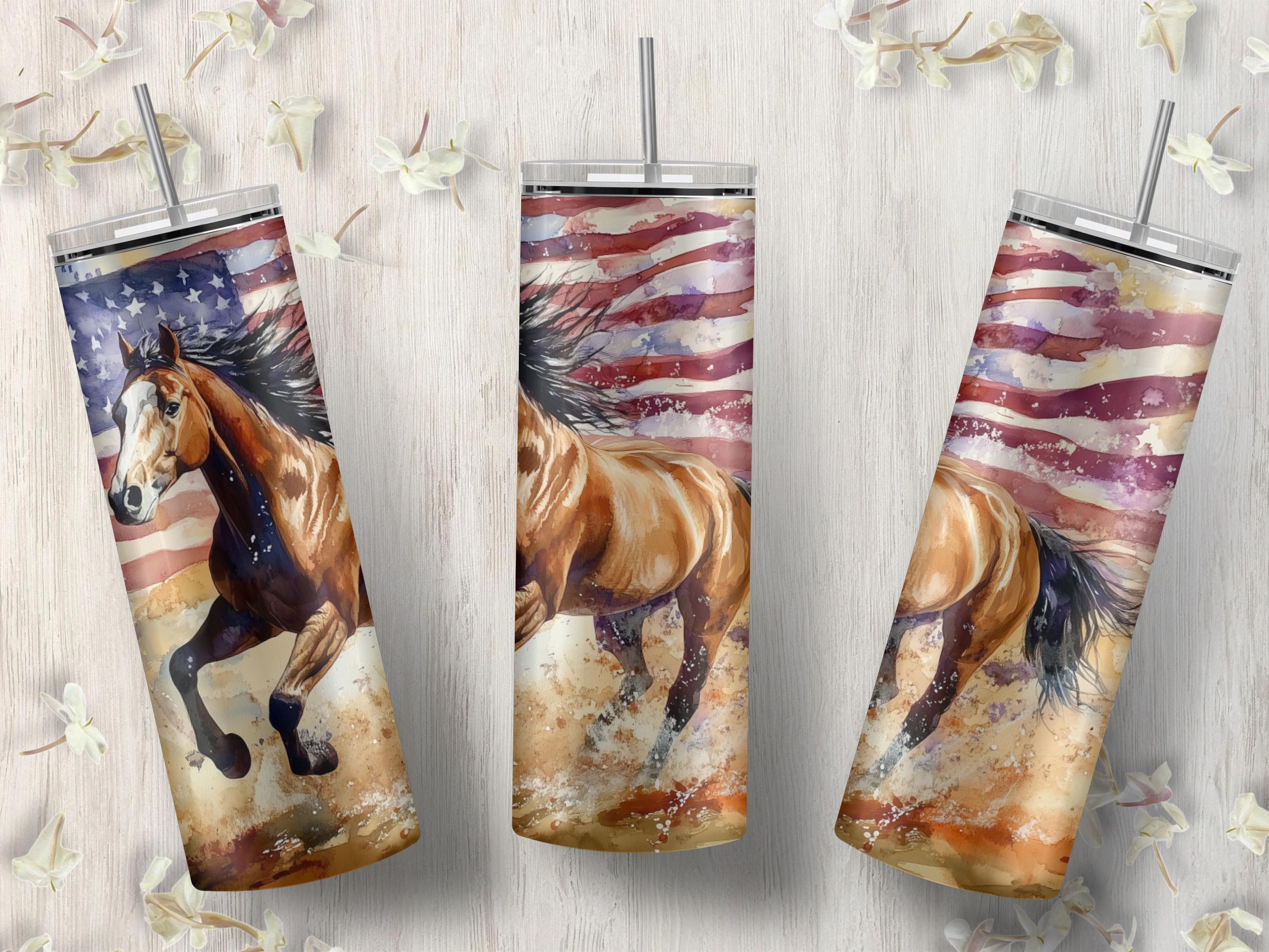 Watercolor Horse With American Flag, Patriotic Horse Digital Download ...