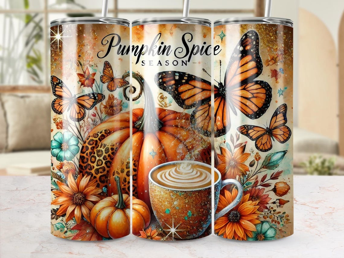 20oz Skinny Autumn Tumbler Digital Download Png Fall Tumbler Wrap ...