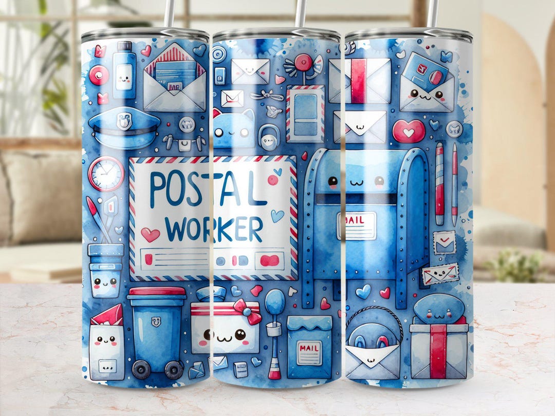 Postal Life 20oz Skinny Tumbler Wraps, 3D Tumbler Wrap, Cute Postal ...