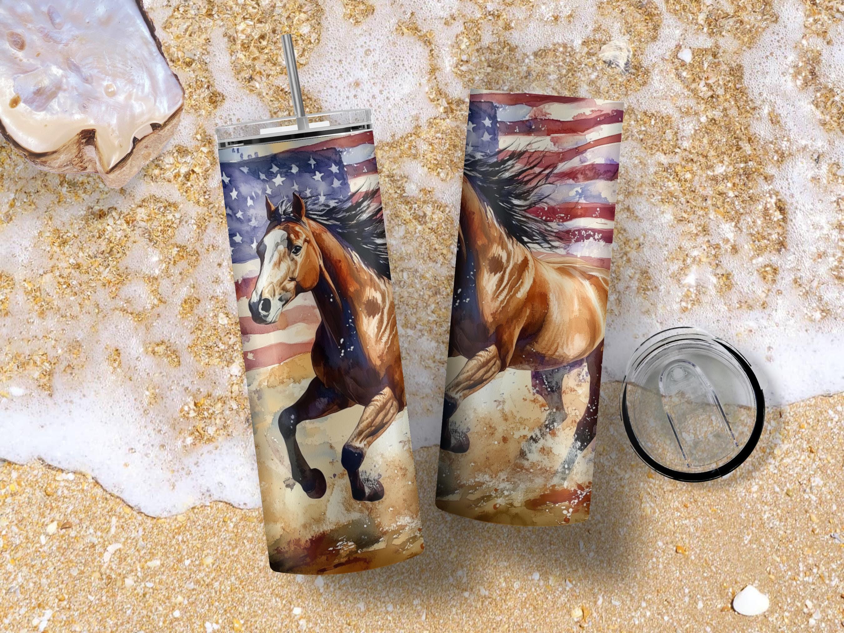 Watercolor Horse With American Flag, Patriotic Horse Digital Download ...