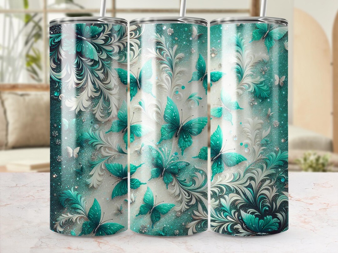 3D Butterflies Sublimation Designs Commercial Use Skinny Tumbler Skinny ...