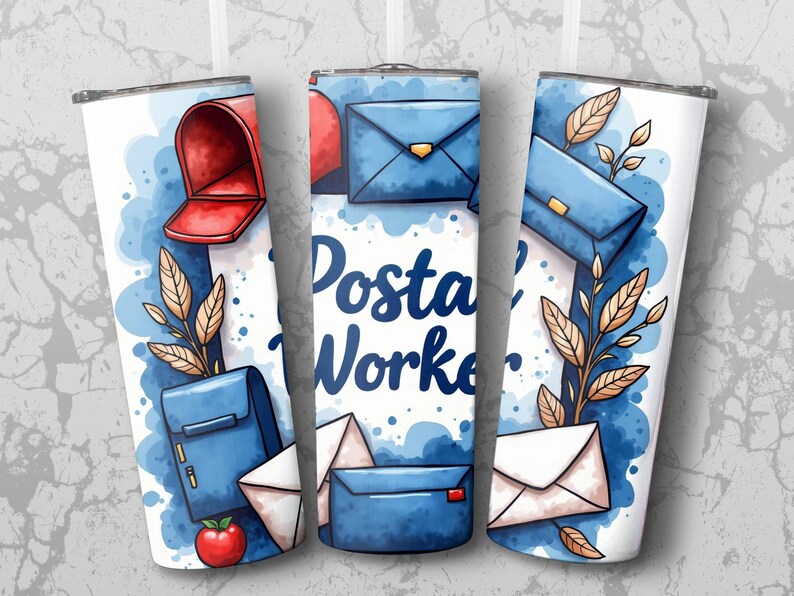 Postal Worker Sublimation Design for 20oz Skinny Tumbler Digital ...