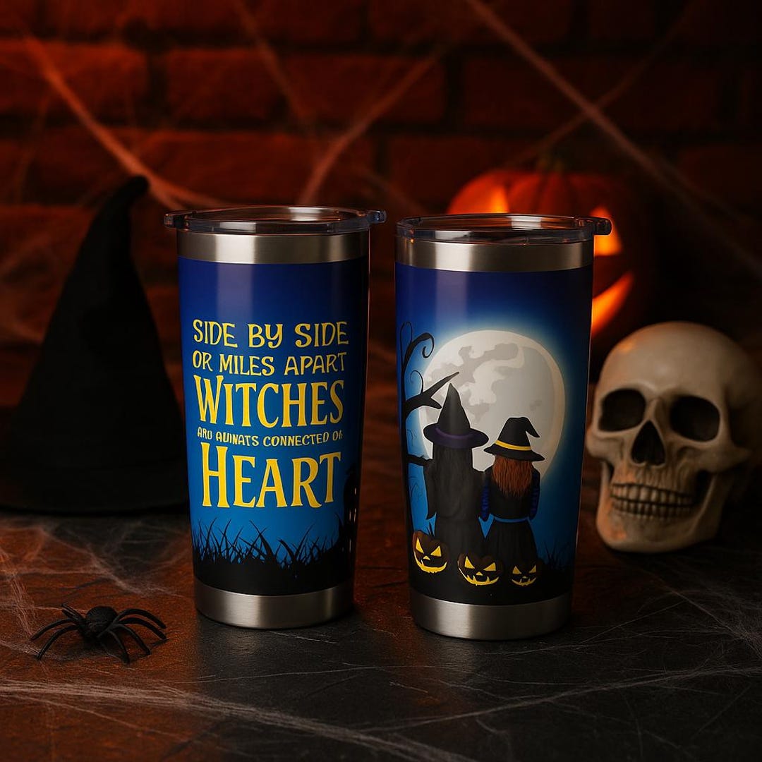 Custom Witches Side by Side or Miles Apart Tumbler – Personalized ...