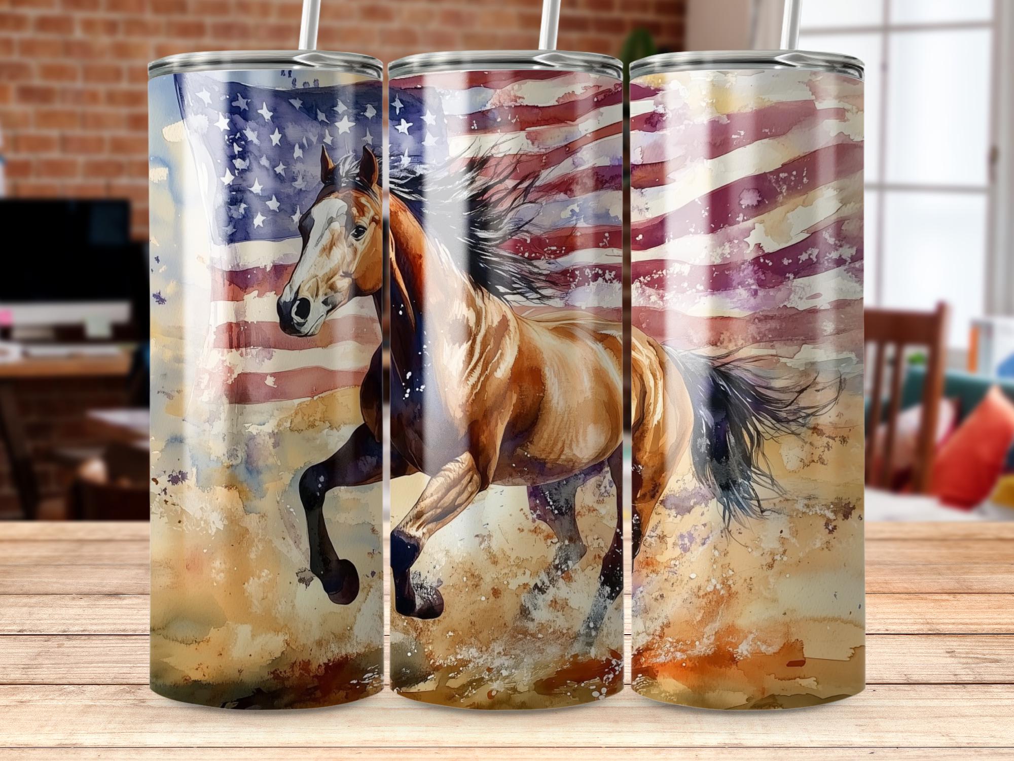 Watercolor Horse With American Flag, Patriotic Horse Digital Download ...