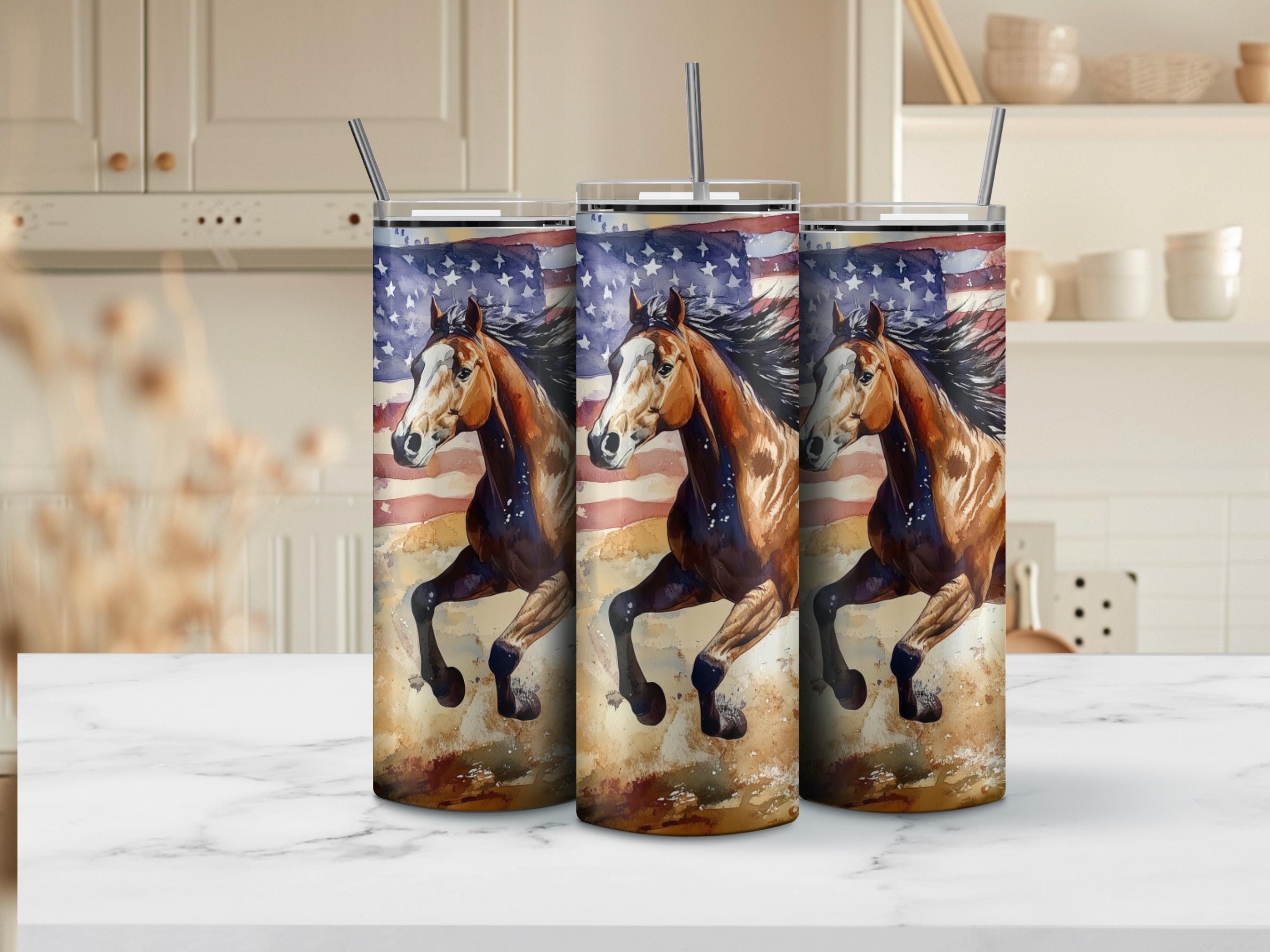 Watercolor Horse With American Flag, Patriotic Horse Digital Download ...