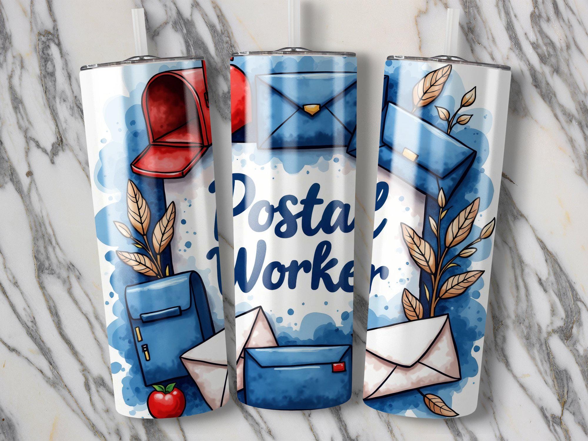 Postal Worker Sublimation Design for 20oz Skinny Tumbler Digital ...