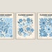 Blue Flower Market Set of 3 Prints, Botanical Print Set, Minimalist ...