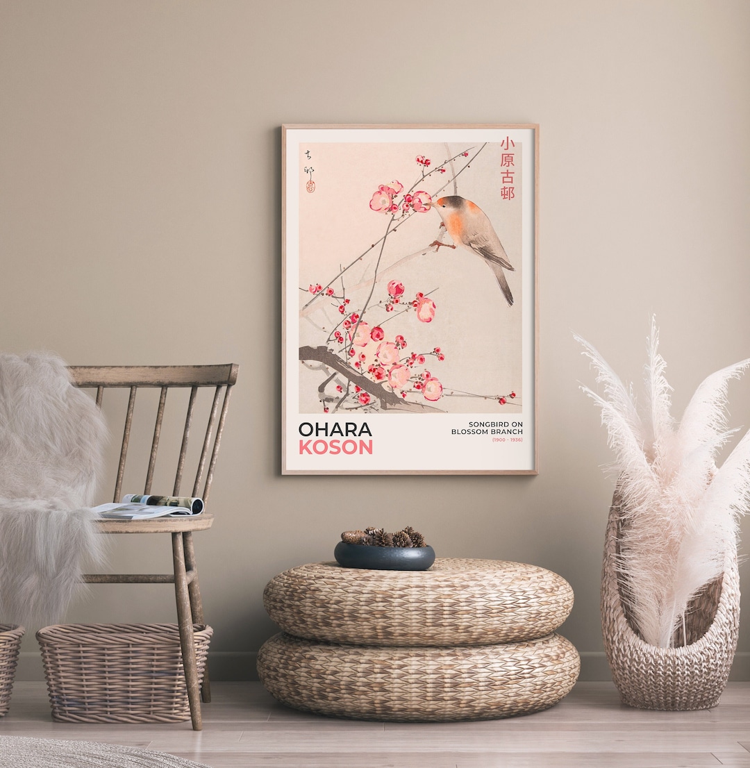 Ohara Koson, Song Bird on Blossom Branch, Vintage Japanese Art Print ...