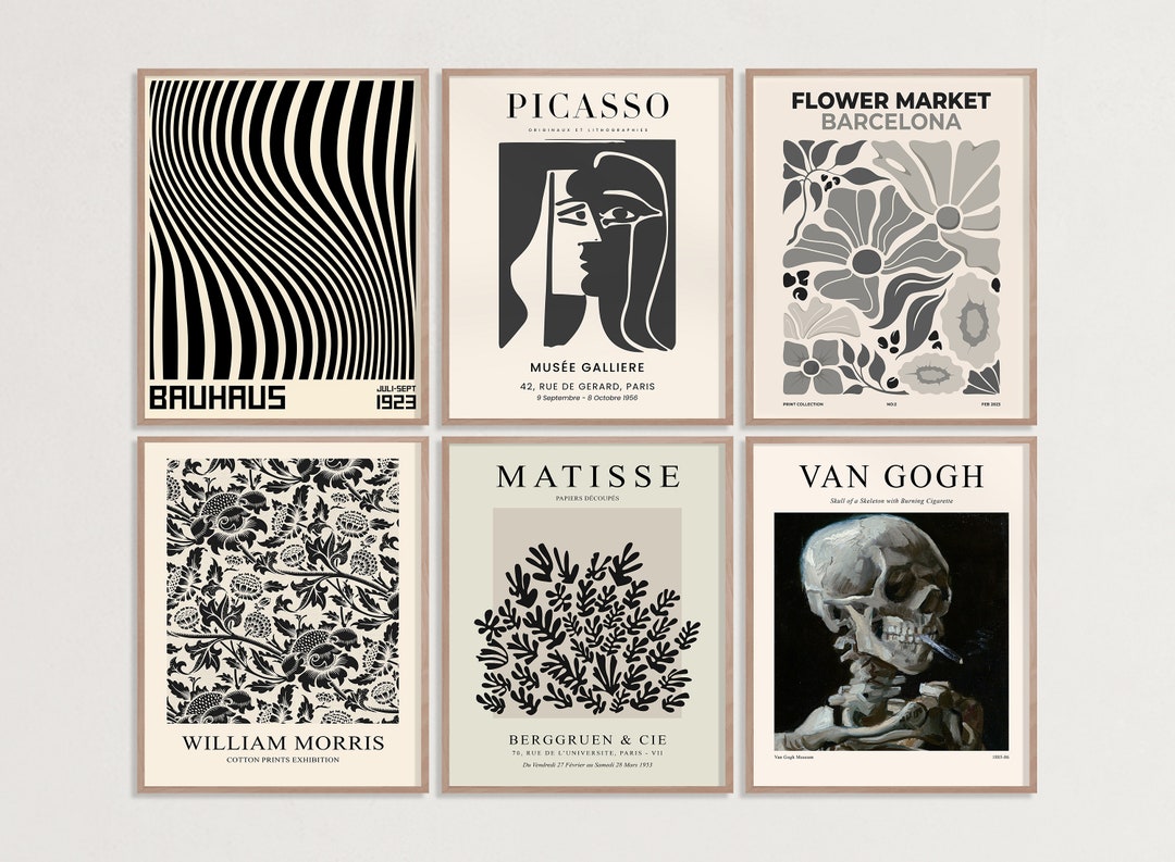 Gallery Wall Set, Exhibition Set of 6 Prints, Museum Poster Set ...