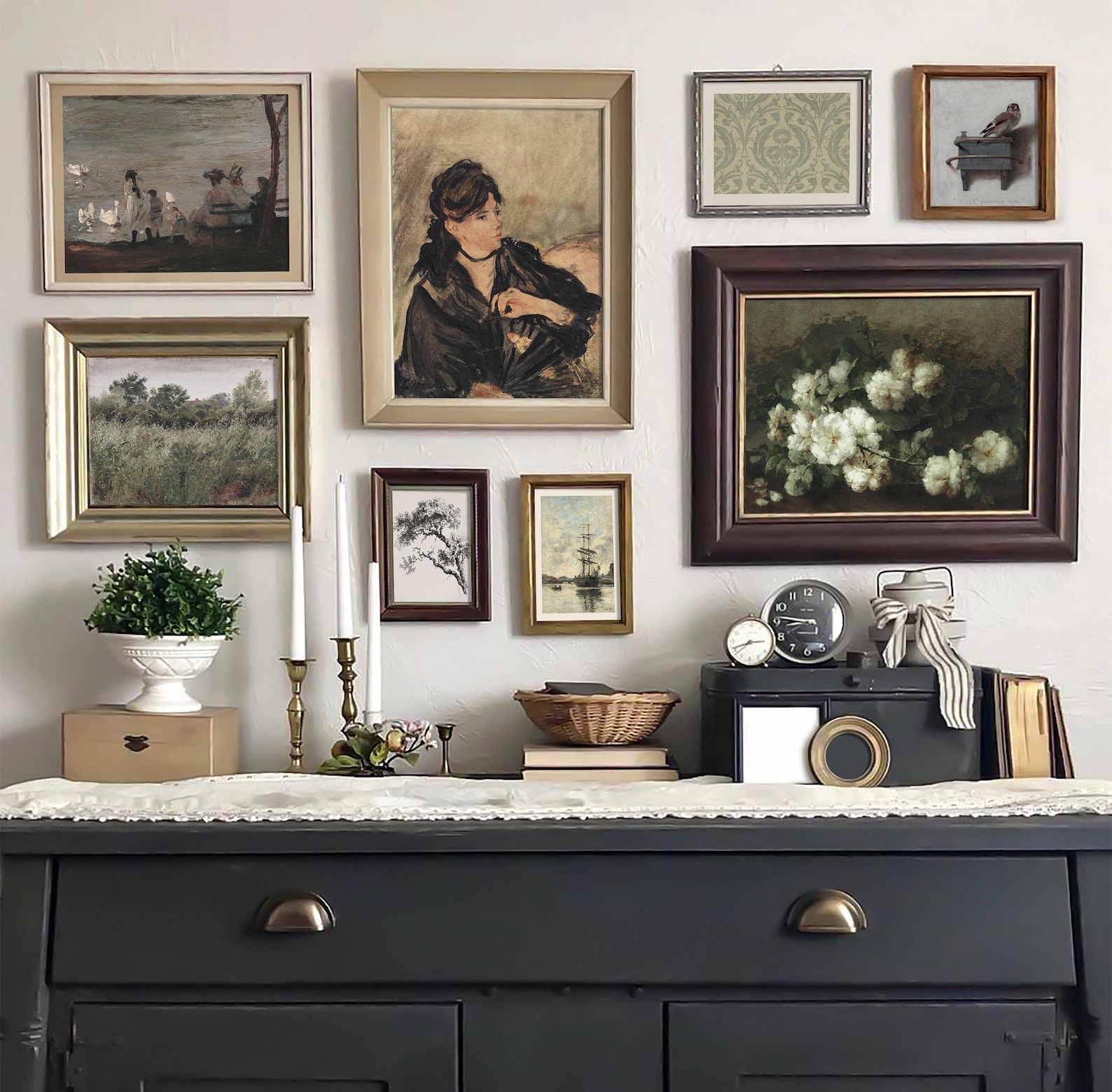 Vintage Eclectic Wall Art Set of 8, Antique Wall Decor, Vintage Art ...