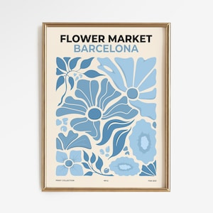 Blue Gallery Wall Art Set of 6 Print, Blue Flower Market, Blue Wall Art ...