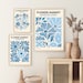 Blue Flower Market Set of 3 Prints, Botanical Print Set, Minimalist ...