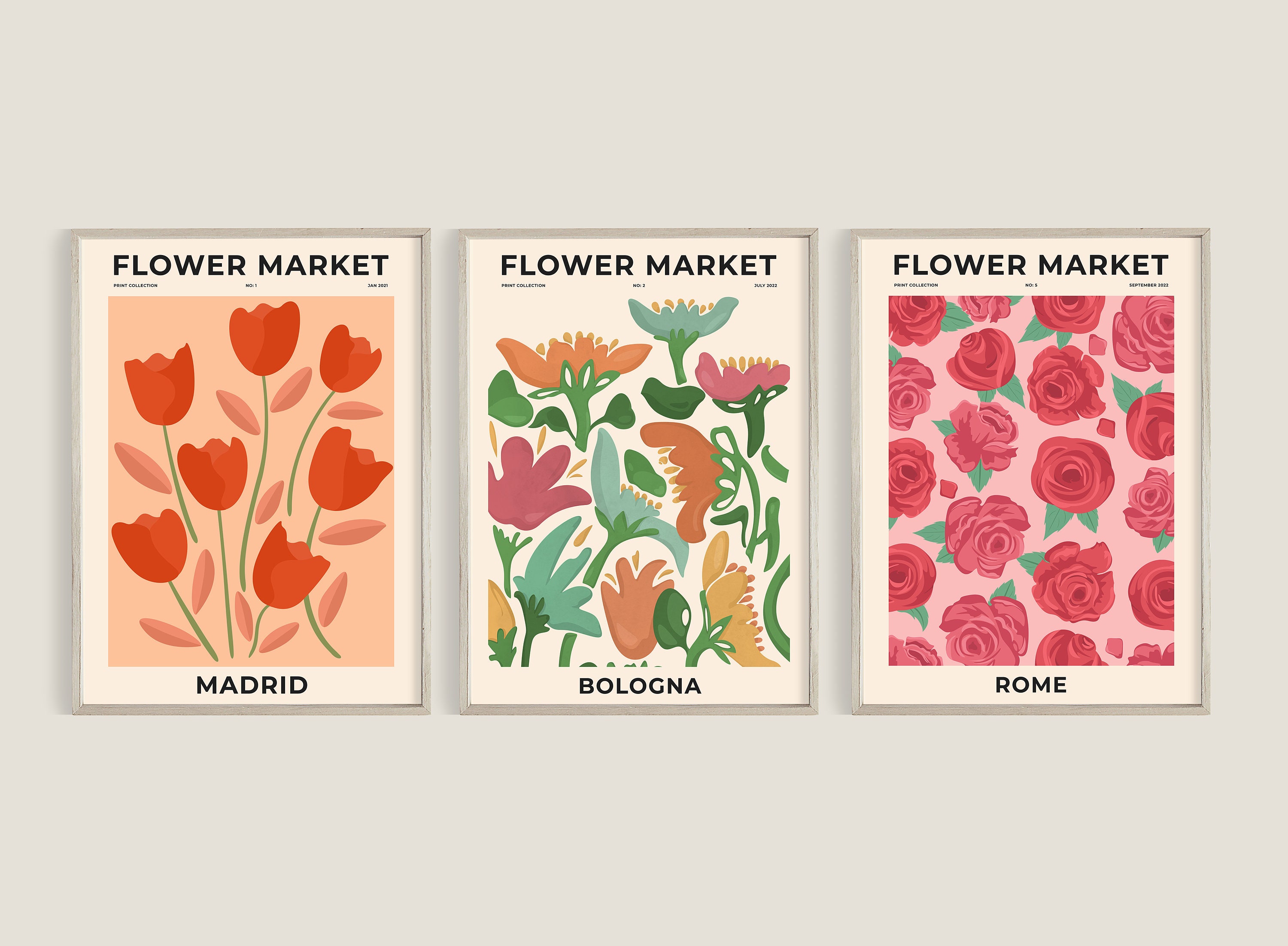 Flower Market Set of 9 Prints Flower Market Wall Bundle - Etsy
