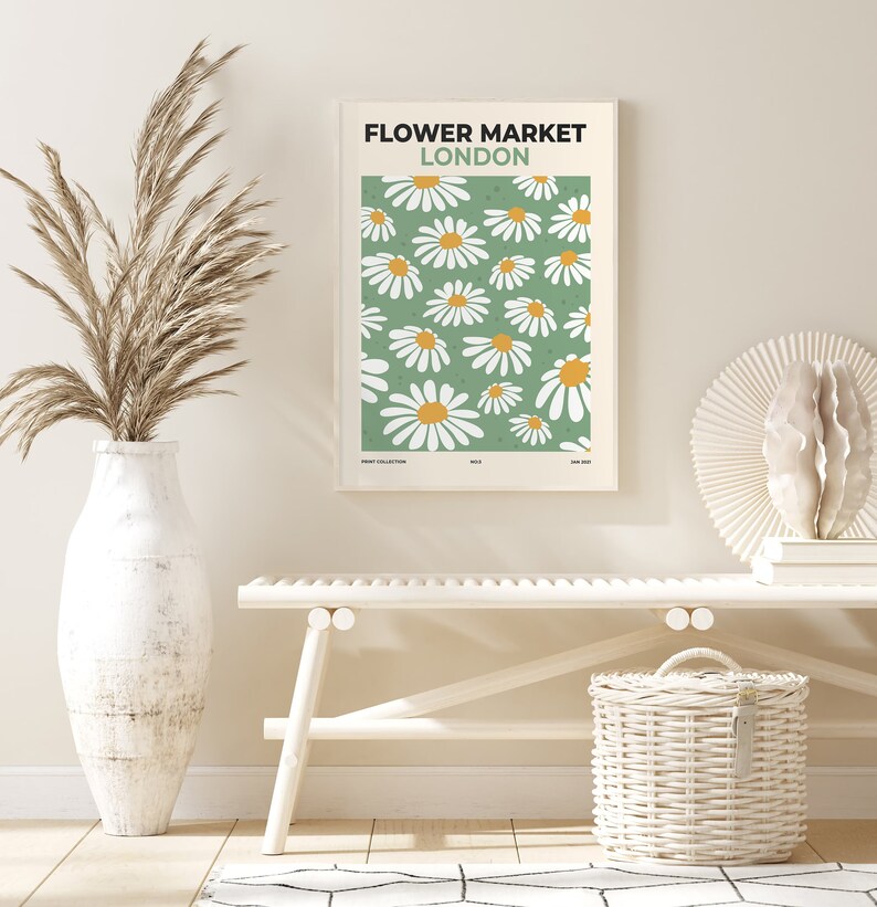 Sage Green Wall Art Flower Market Poster Botanical Print - Etsy
