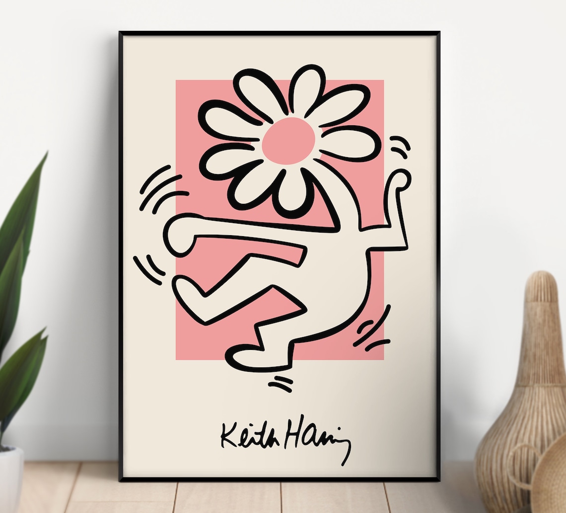 Keith Haring Print Keith Haring Flower Poster Digital | Etsy