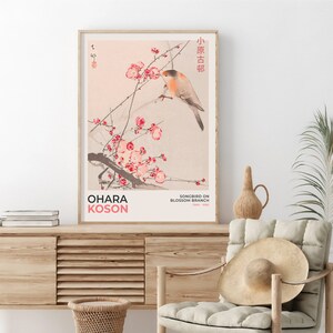 Ohara Koson, Song Bird on Blossom Branch, Vintage Japanese Art Print ...