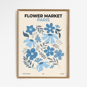 Blue Gallery Wall Art Set of 6 Print, Blue Flower Market, Blue Wall Art ...