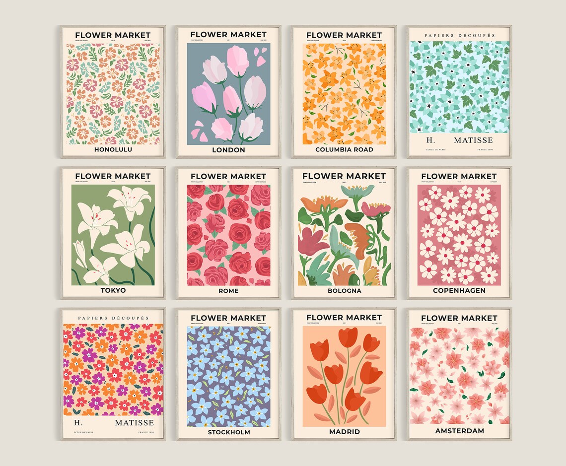 Flower Market Set of 12 Prints Flower Market Wall Bundle - Etsy