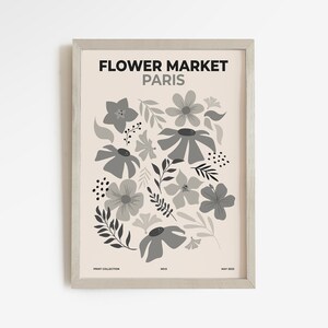 Black and White Flower Market Set of 3 Prints, Botanical Print Set ...