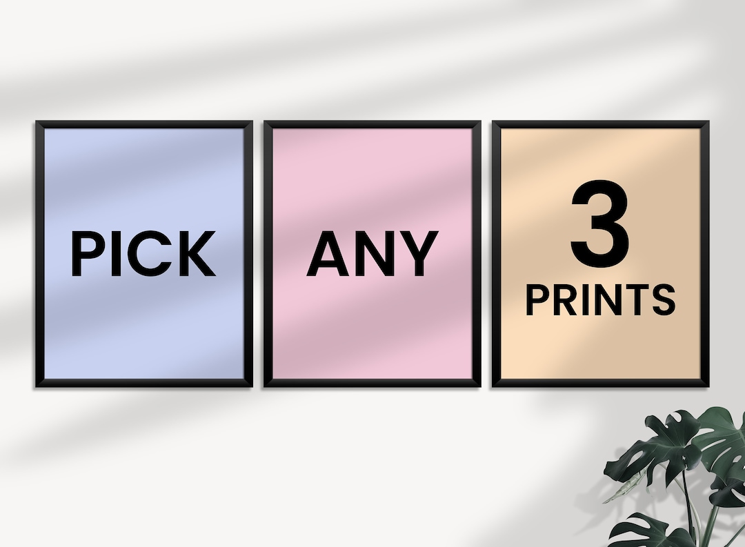 Pick Your Own 3 Digital Prints, Pick Any 3 Prints, Custom Gallery Wall ...