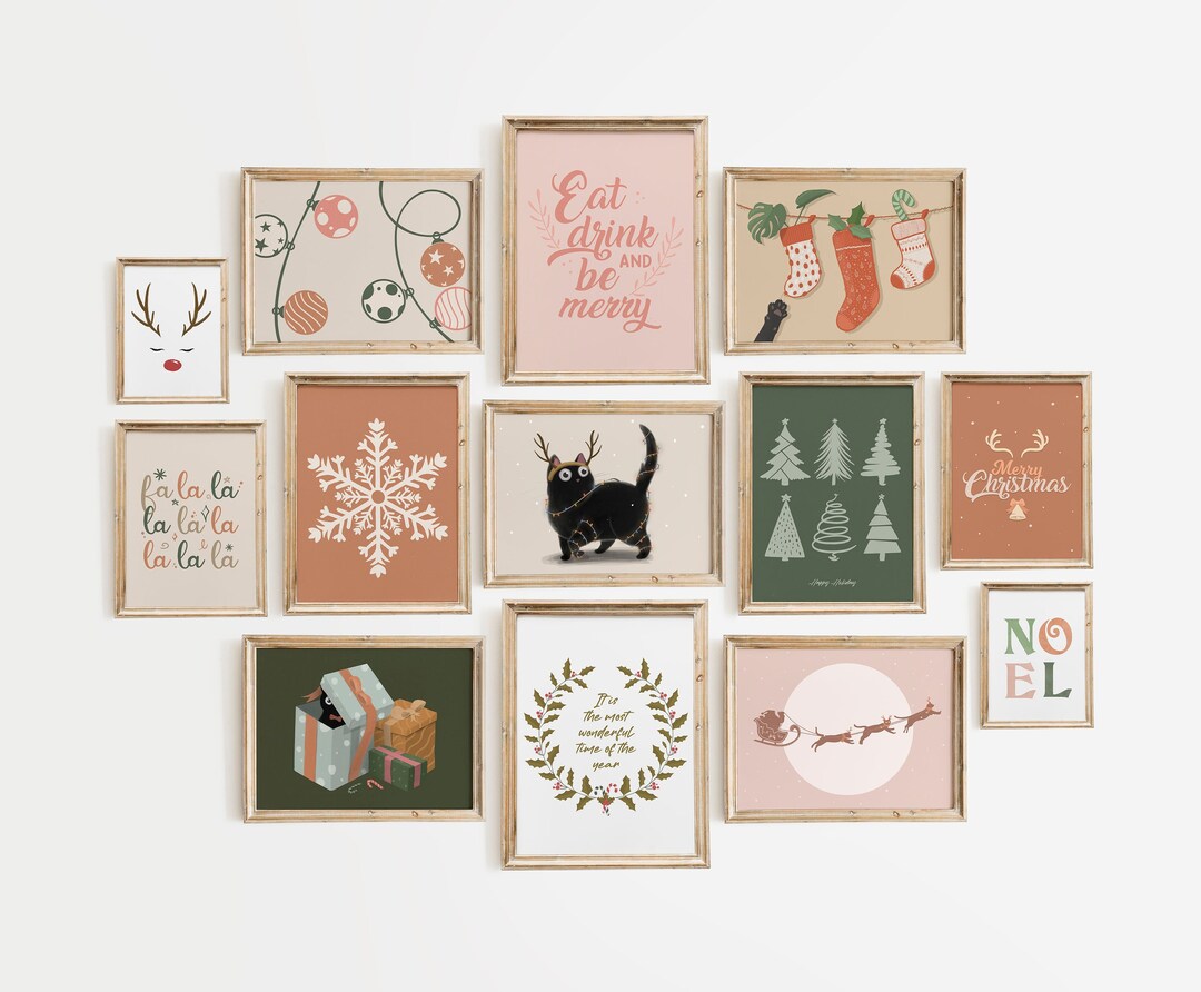 Christmas Art Mega Bundle, Set of 13, Christmas Gallery Wall Art ...