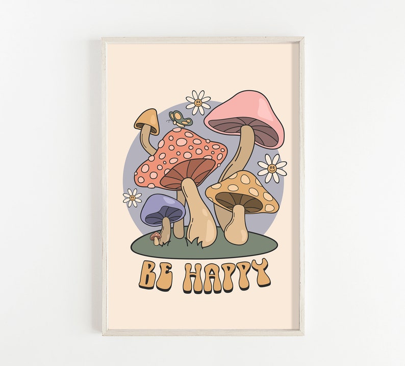 Retro Quote Wall Print Set of 3 Prints Funky Retro Mushroom - Etsy