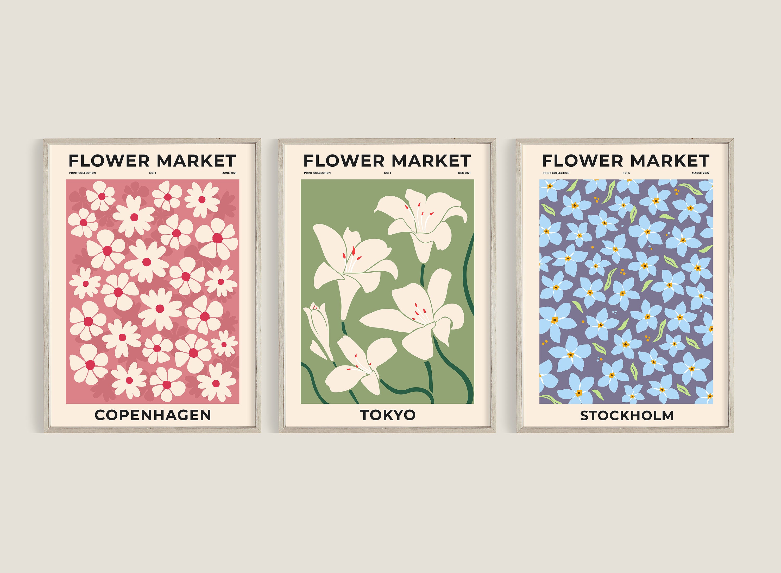 Flower Market Set of 9 Prints Flower Market Wall Bundle - Etsy