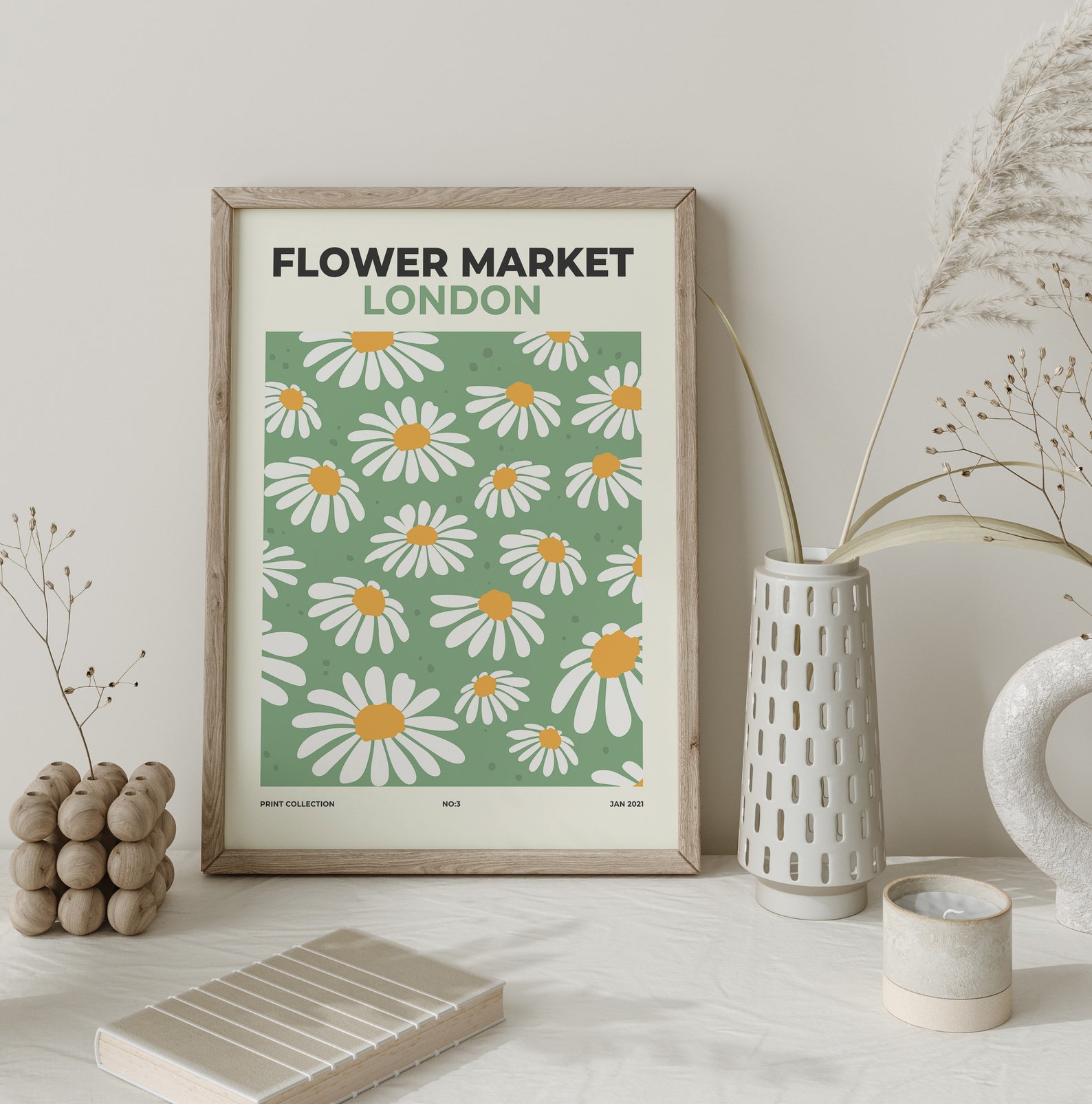 Sage Green Wall Art Flower Market Poster Botanical Print - Etsy