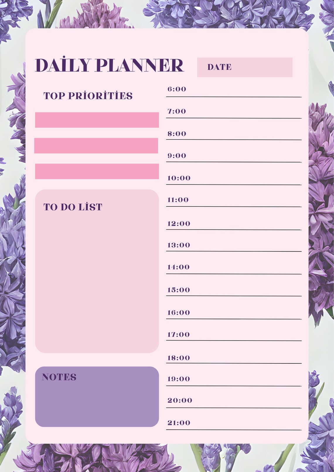Daily Planner, Printable Daily to Do List for Work/home/school, Size A4 ...