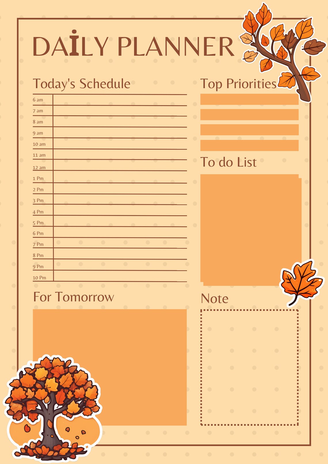 Basic Autumn Themed Daily Planner / Printable and Digital Download ...