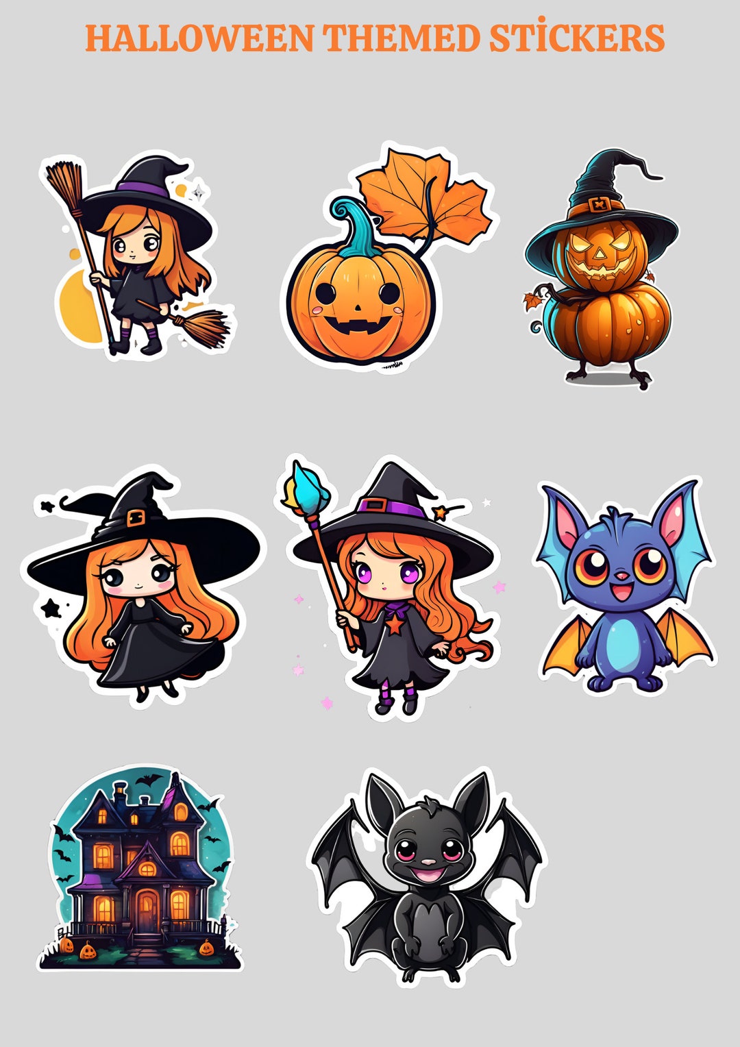 16 Printable Halloween Themed PNG and Pdf Stickers/ - Etsy