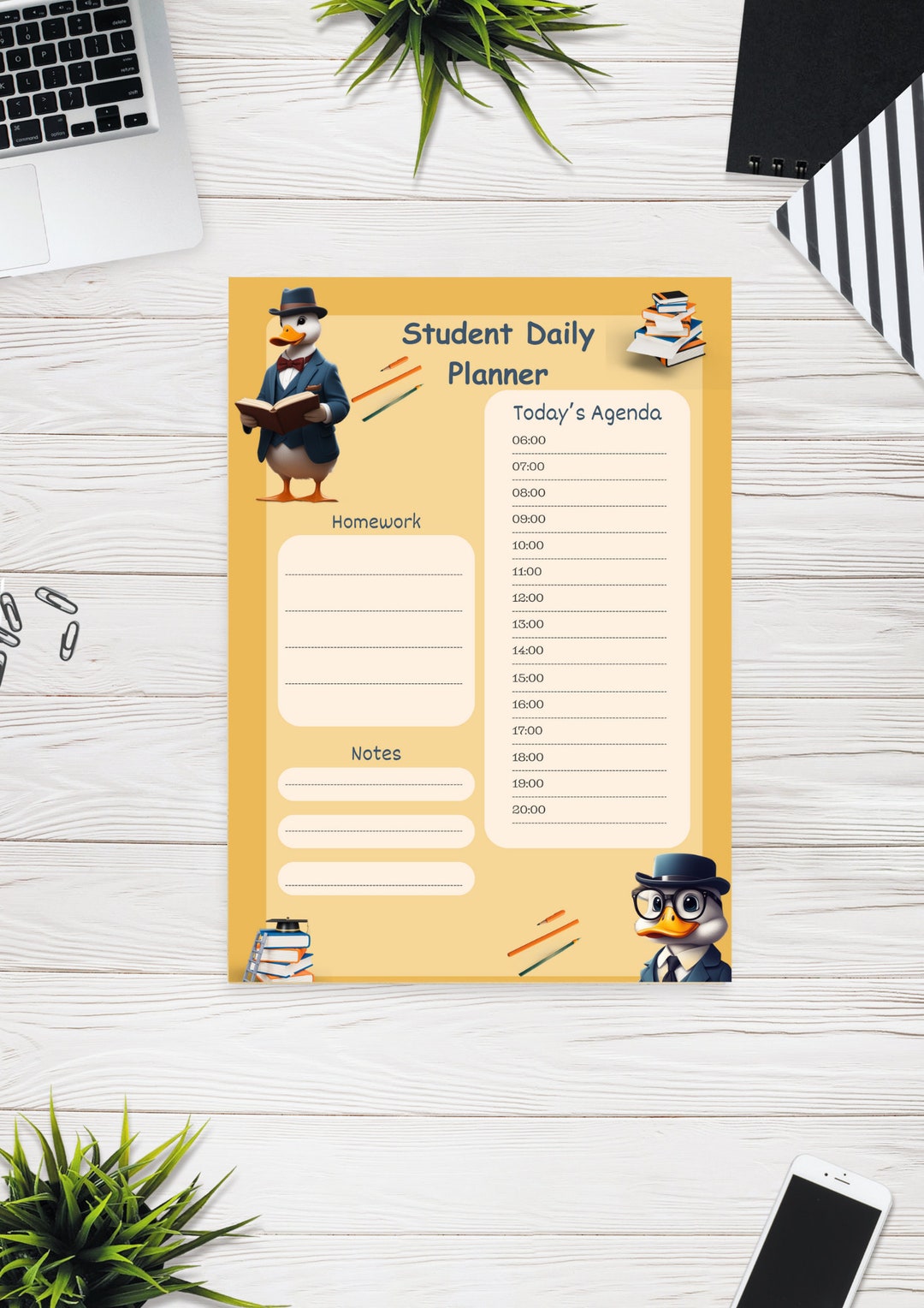 Student Daily Planner for Kids, Printable Planner for School/ Homework ...