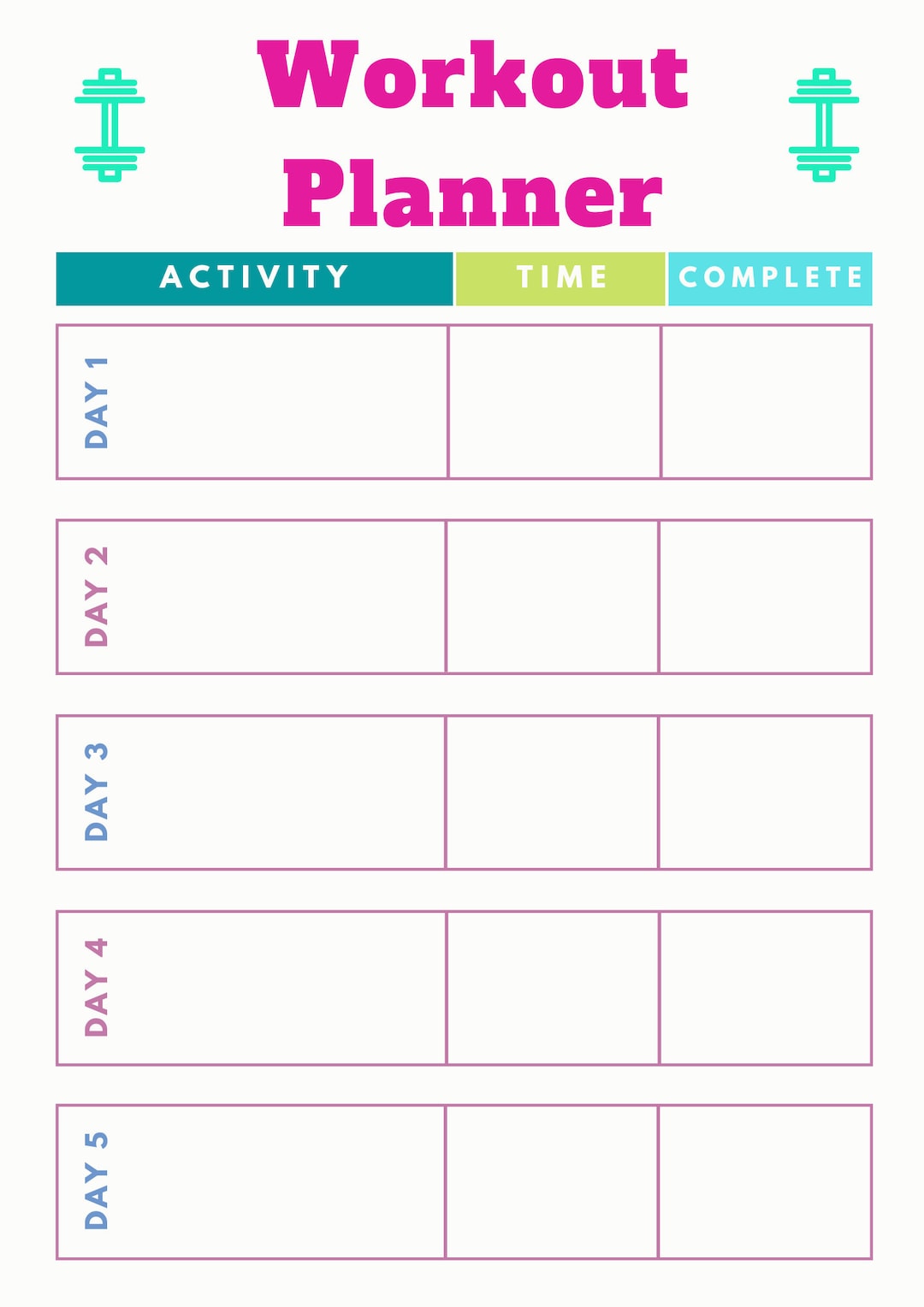 Workout Planner - Etsy