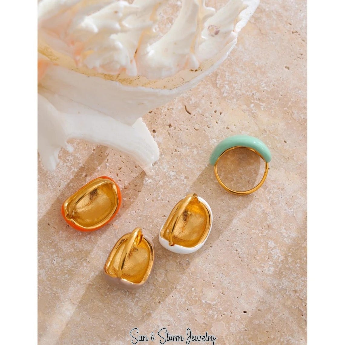 Colorful Enamel Ring, Adjustable Stainless Steel Ring, Waterproof Candy ...
