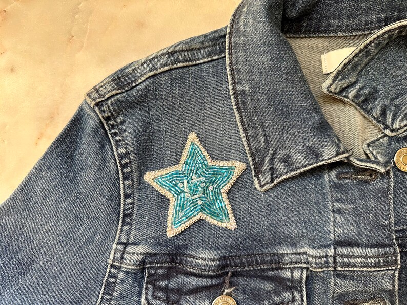 Beaded Star Brooch, Blue Star Pin, Beaded Embroidered Pin Brooch, Gift ...