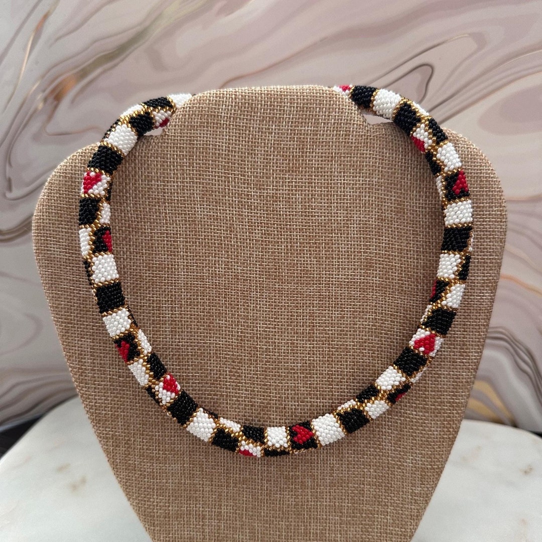 Checkered Bead Crochet Necklace Design Beadwork Necklace Seed Bead ...