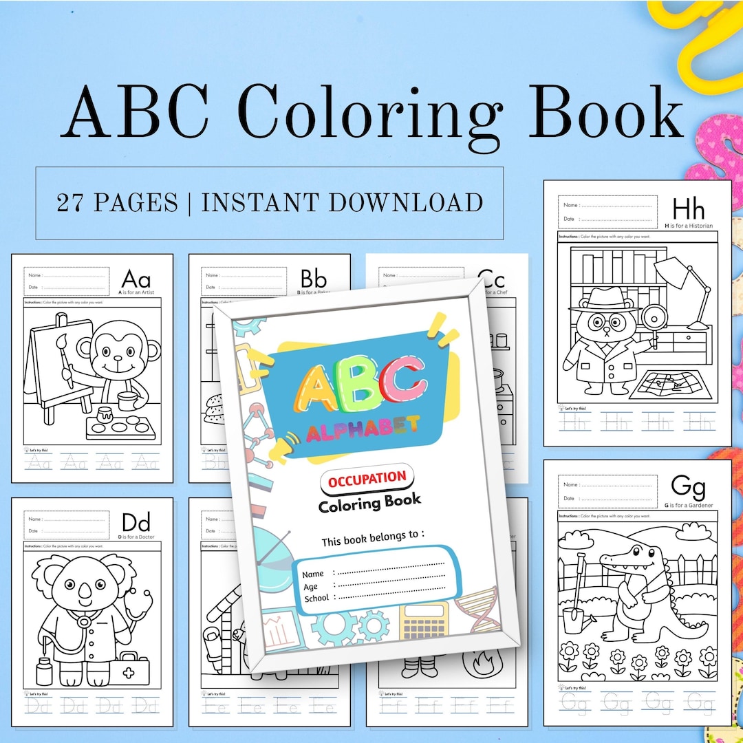 ABC Jobs Coloring Book for Kids, Alphabet A to Z Occupations ...