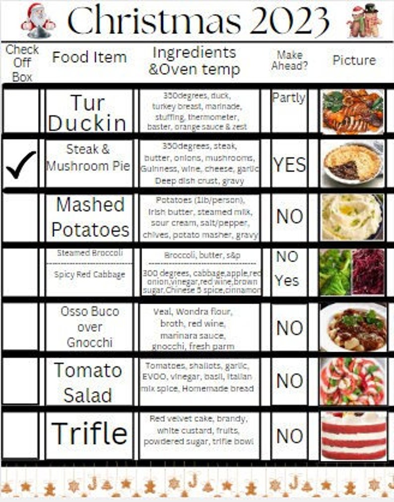 Editable & Pre-filled Printable Christmas Menu Planner - Organize Your ...