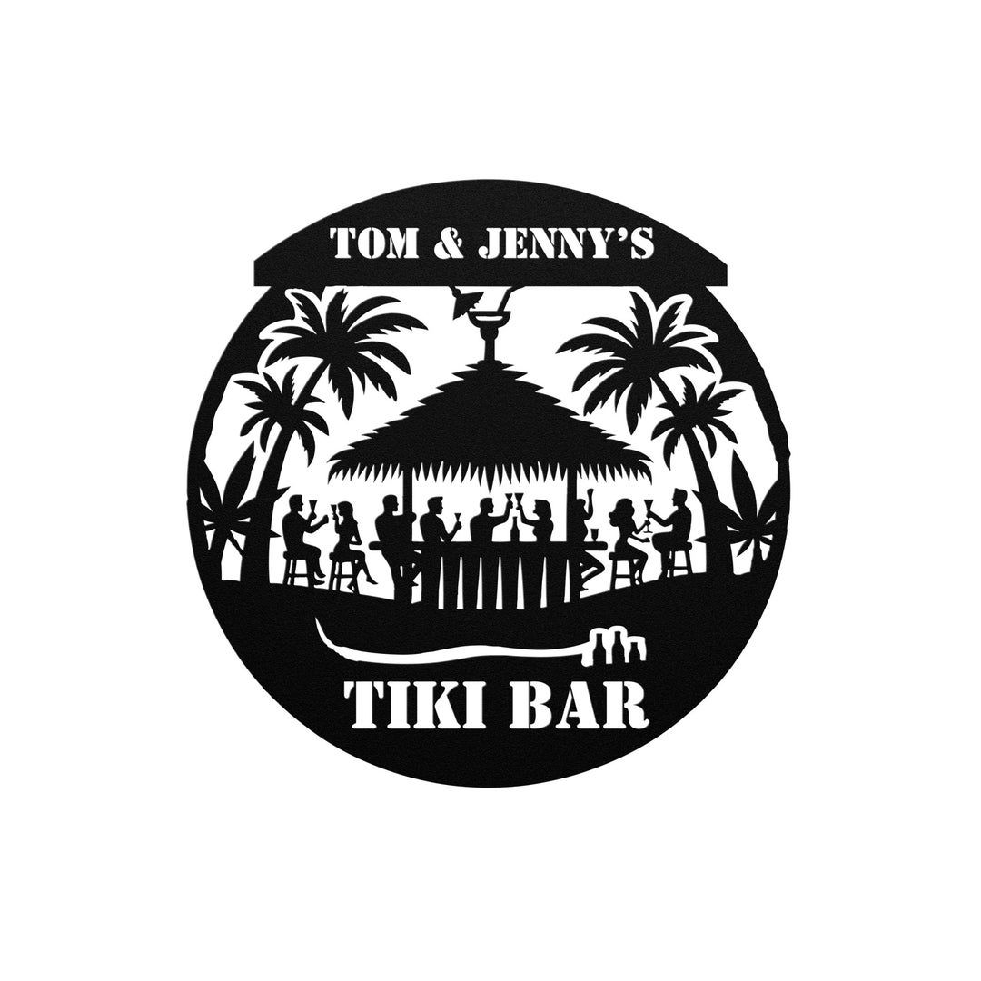 CUSTOM Personalized Metal Tiki Bar Sign: in Black or Red. FREE SHIPPING ...