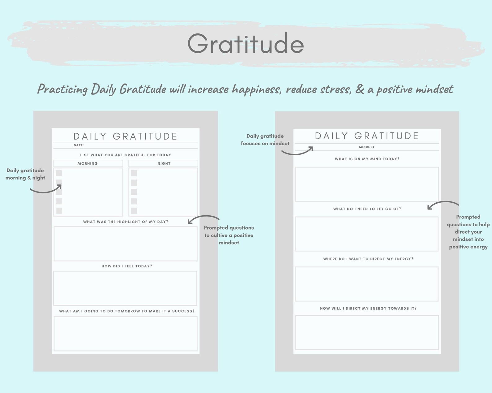 Gratitude Journal Printable Growth Mindset Practice - Etsy