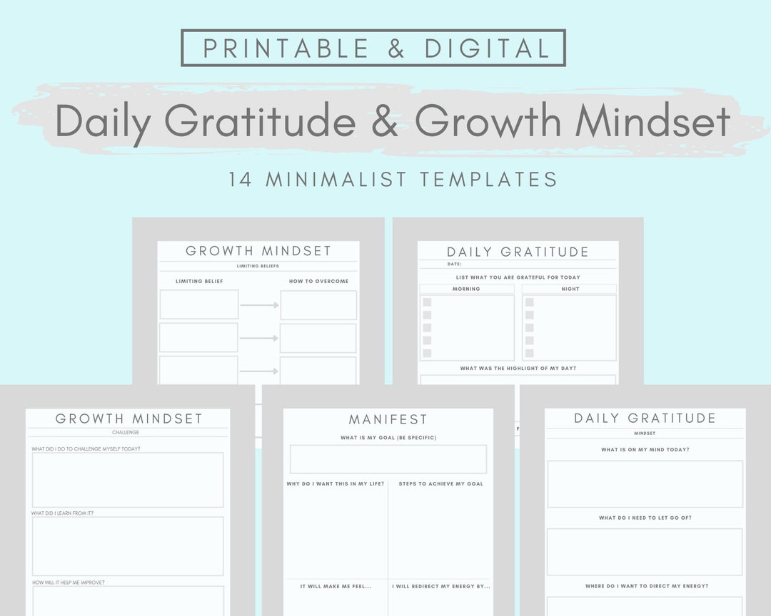 Gratitude Journal Printable Growth Mindset Practice - Etsy Australia