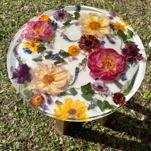 Flower Side Table, Unique Floral Artwork End Table, Gift for Her ...
